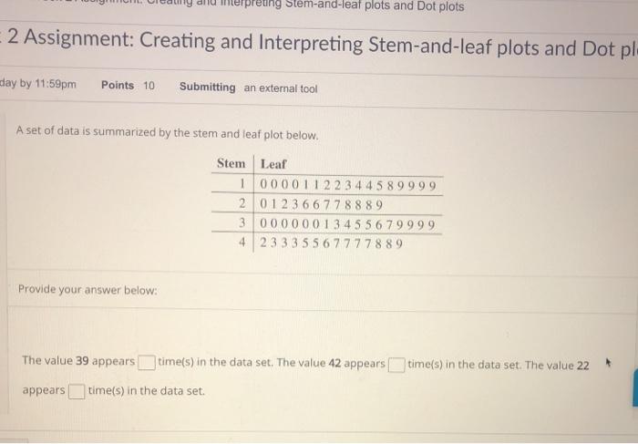 Solved preting Stem-and-leaf plots and Dot plots 2 | Chegg.com