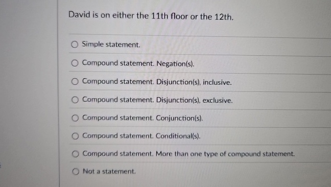 Solved David is on either the 11th floor or the 12th.Simple | Chegg.com