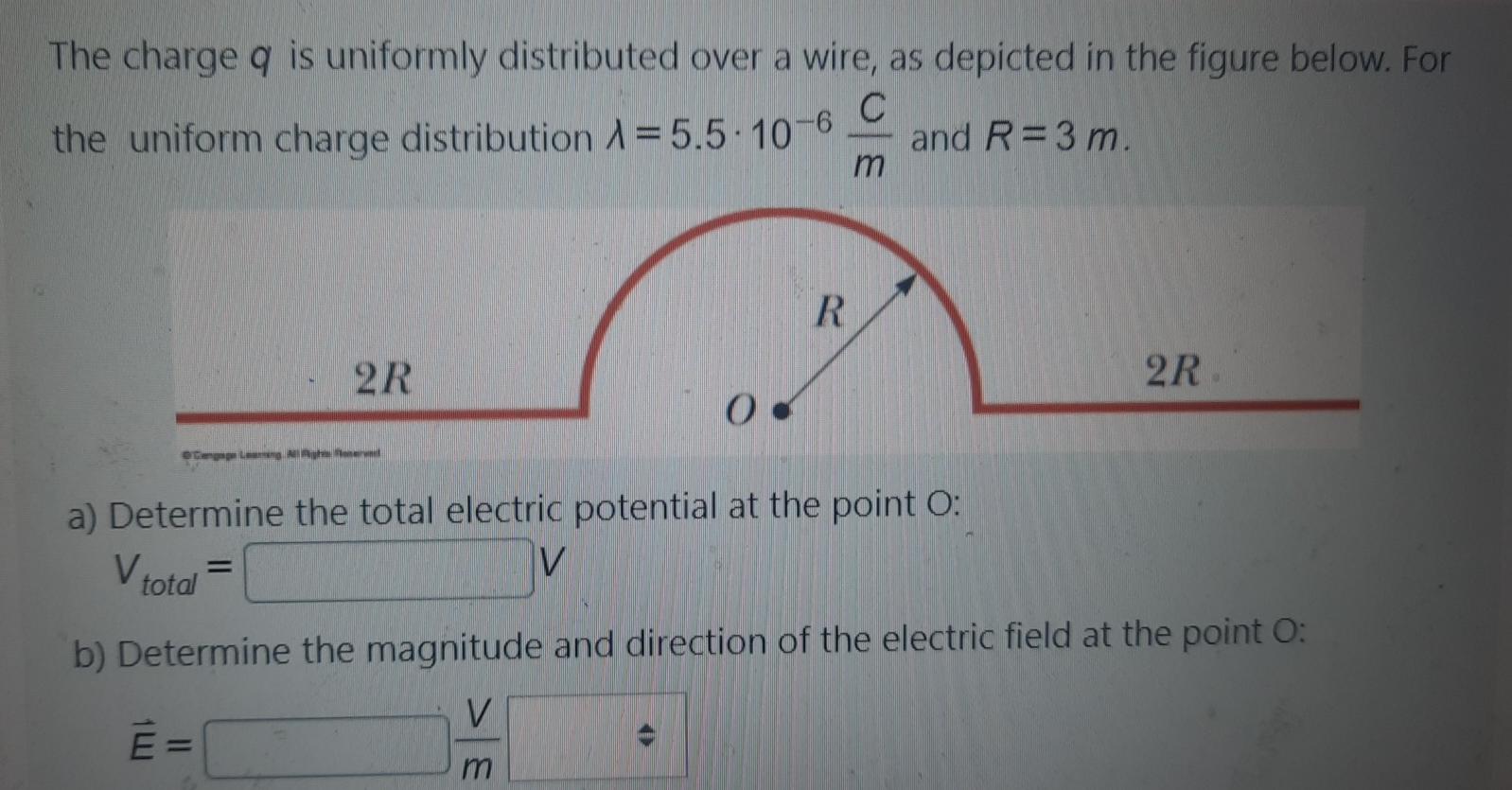 Solved The charge q is uniformly distributed over a wire, as | Chegg.com