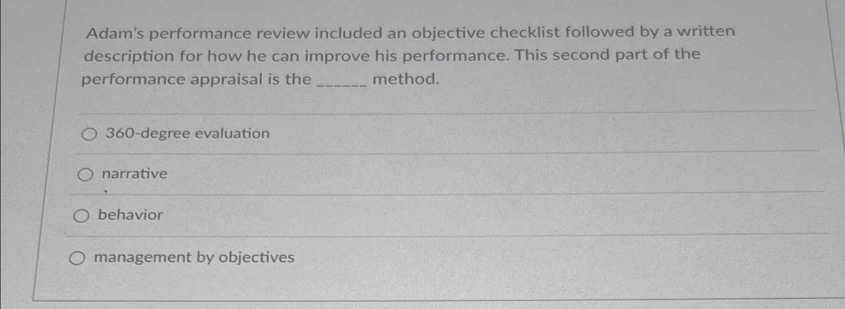Solved Adam's performance review included an objective | Chegg.com