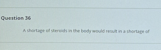 Solved Question 36A shortage of steroids in the body would | Chegg.com