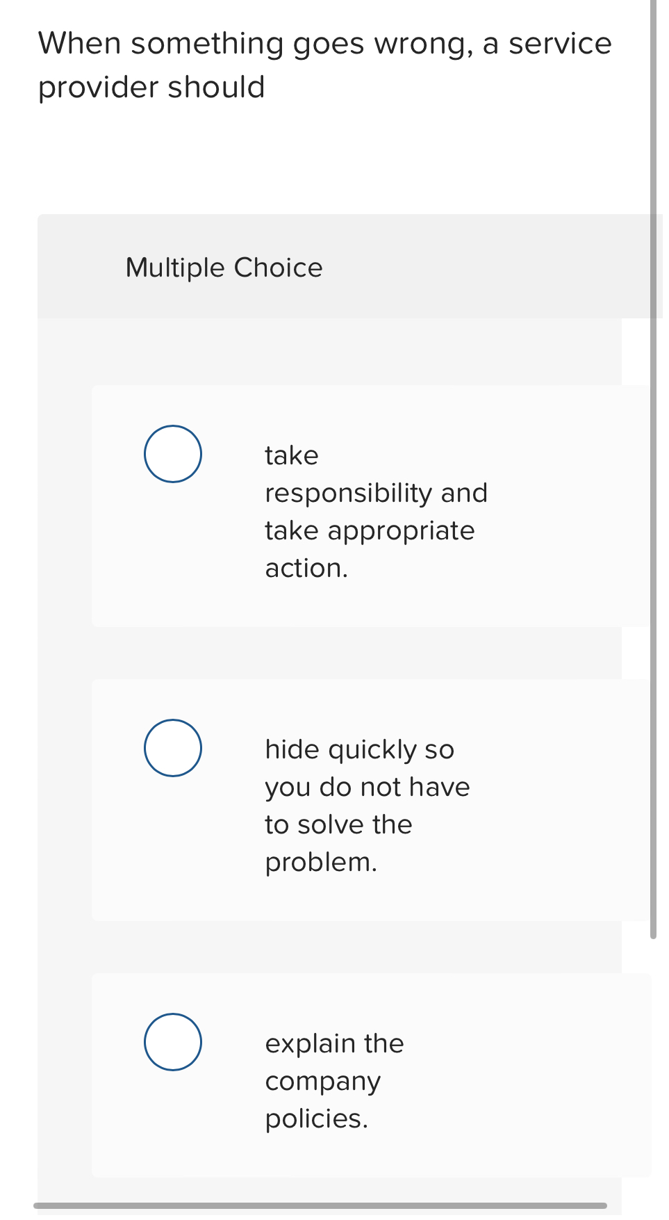 Solved When something goes wrong, a service provider | Chegg.com