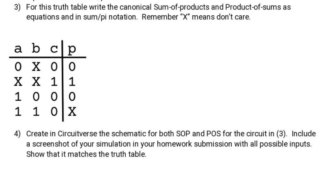 Solved For this truth table write the canonical | Chegg.com
