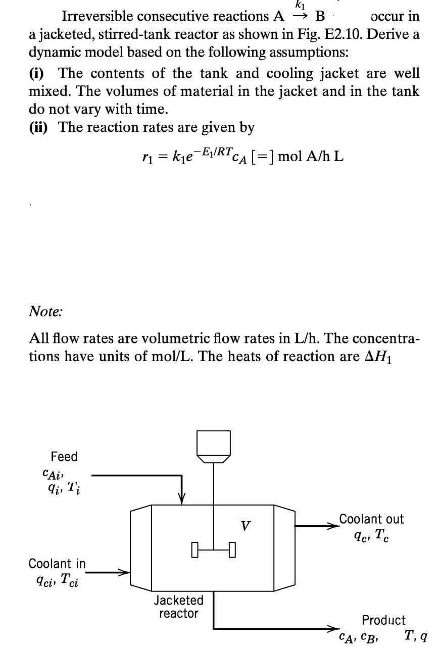 Solved Irreversible consecutive reactions A→k1B, ﻿occur in a | Chegg.com