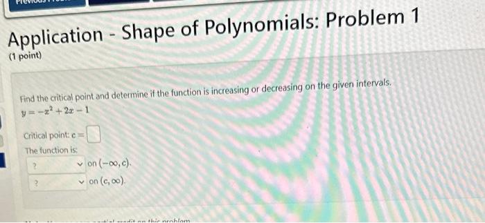 Solved Application - Shape of Polynomials: Problem 1 (1 | Chegg.com