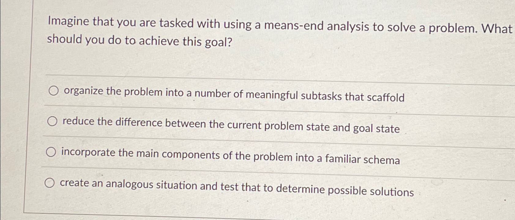 Solved Imagine that you are tasked with using a means-end | Chegg.com