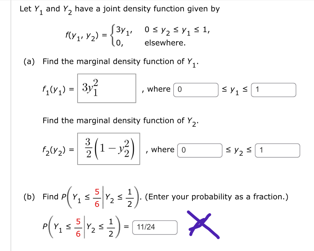 Solved Let Y1 ﻿and Y2 ﻿have a joint density function given | Chegg.com