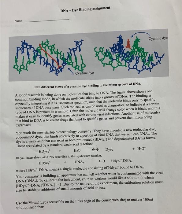 Two different views of a cyanine dye binding to the | Chegg.com