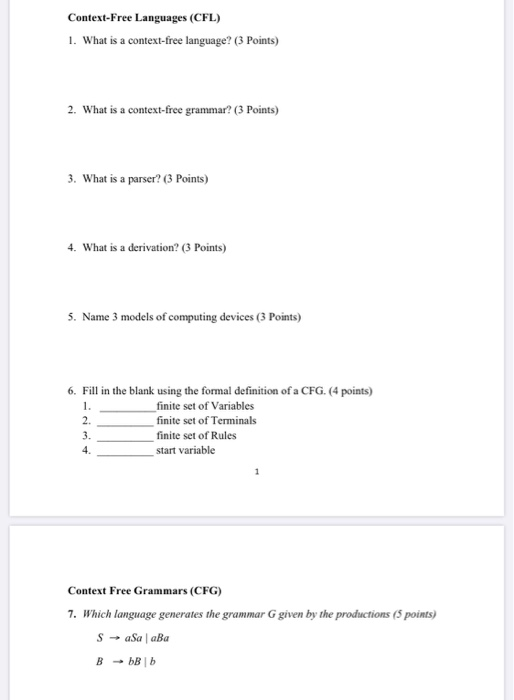 Solved Context-Free Languages (CFL) 1. What is a | Chegg.com Solved Context-Free Languages (CFL) 1. What is a | Chegg.com