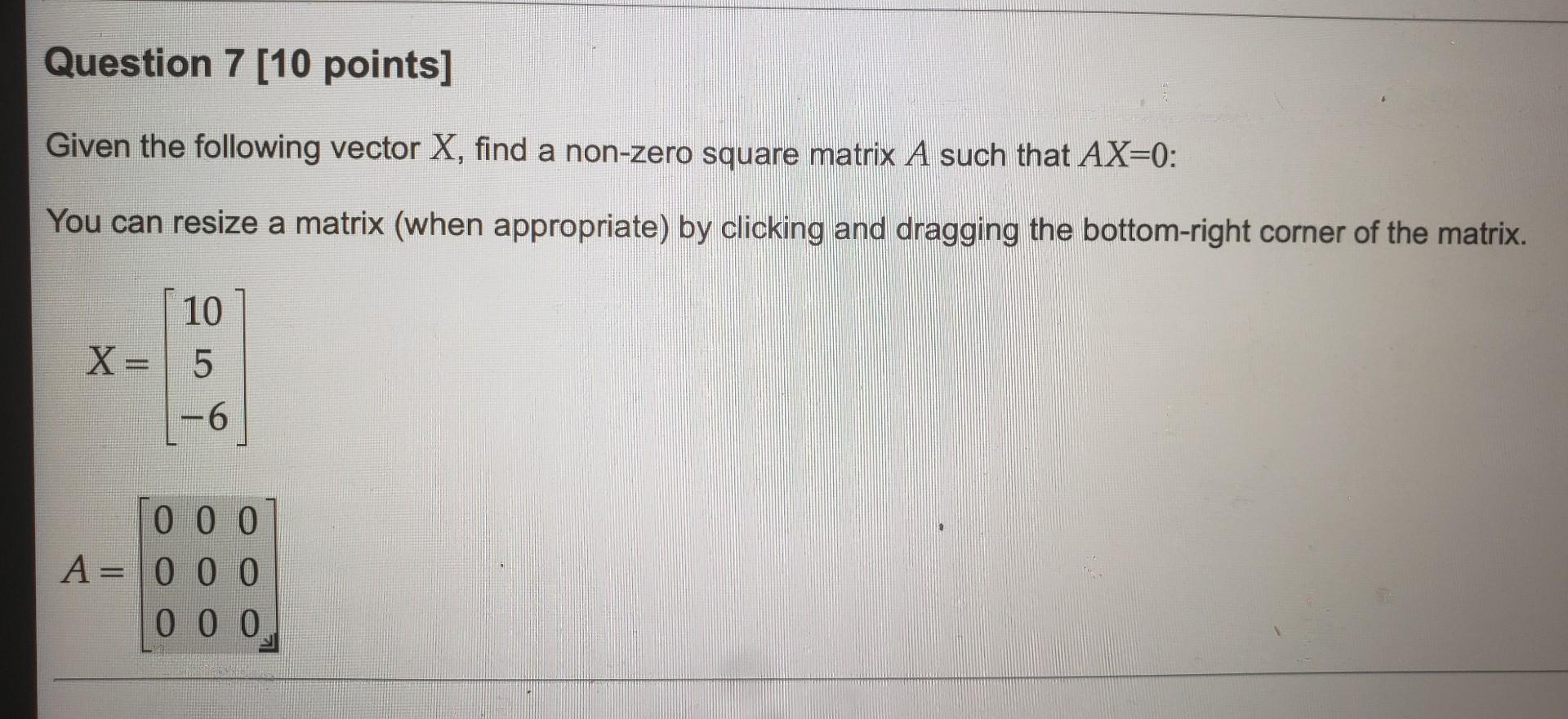 Given the following vector X, find a non-zero square | Chegg.com