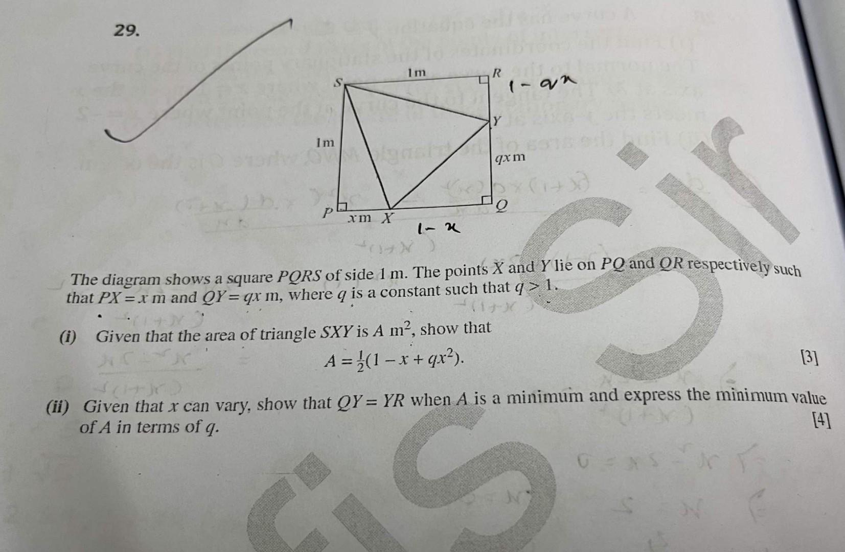 Solved The diagram shows a square PQRS of side 1 m. The | Chegg.com