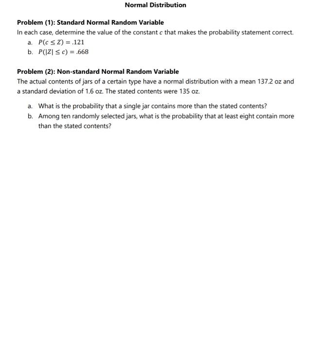 Solved Problem 1 Standard Normal Random Variable In Each 