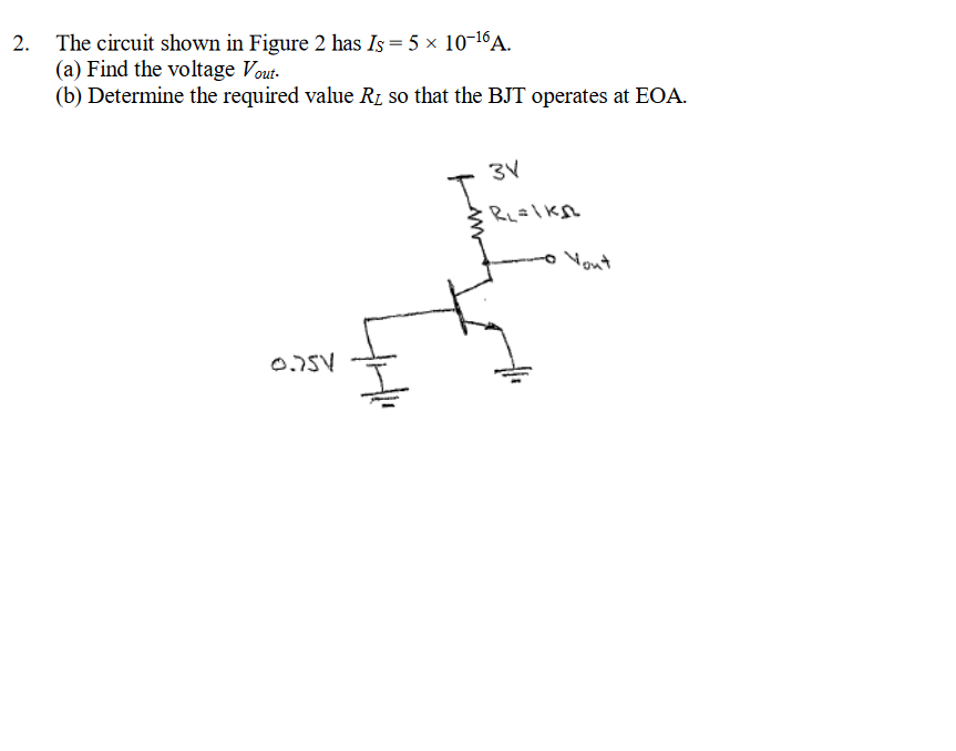 Solved The circuit shown in Figure 2 ﻿has IS=5×10-16A.(a) | Chegg.com