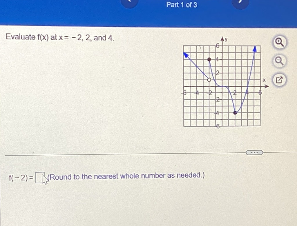 Solved Part 1 ﻿of 3Evaluate f(x) ﻿at x=-2,2, ﻿and | Chegg.com