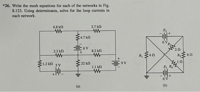 Solved *26. Write the mesh equations for each of the | Chegg.com