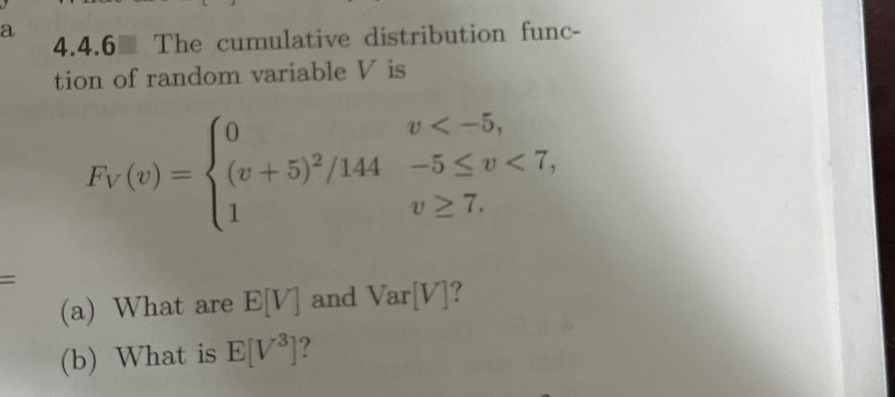Solved 4.4.6 ﻿The cumulative distribution func-tion of | Chegg.com