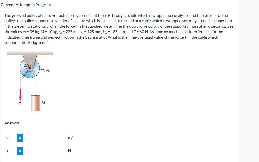 Solved Current Attempt in ﻿ProgressThe grooved pulley of | Chegg.com