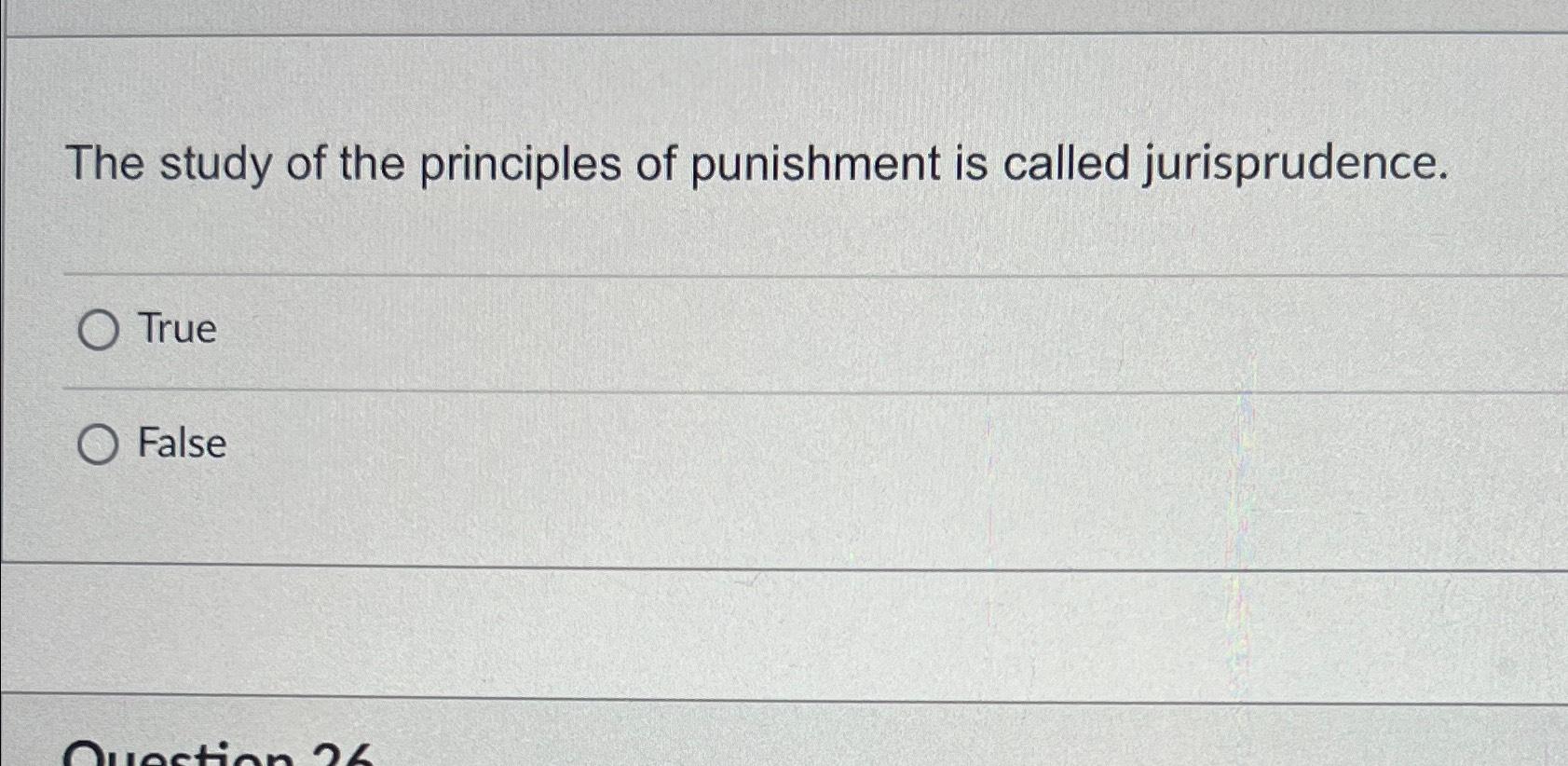 Solved The study of the principles of punishment is called | Chegg.com