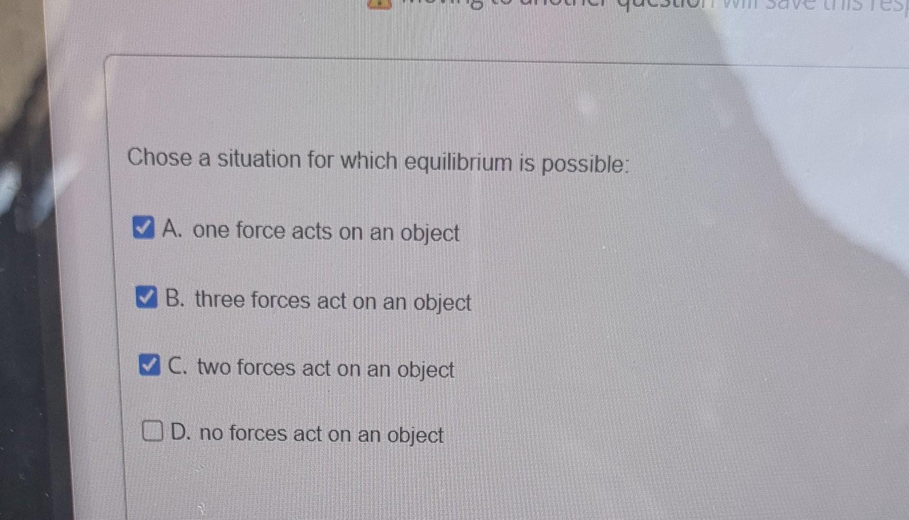 Solved Chose a situation for which equilibrium is possible: | Chegg.com
