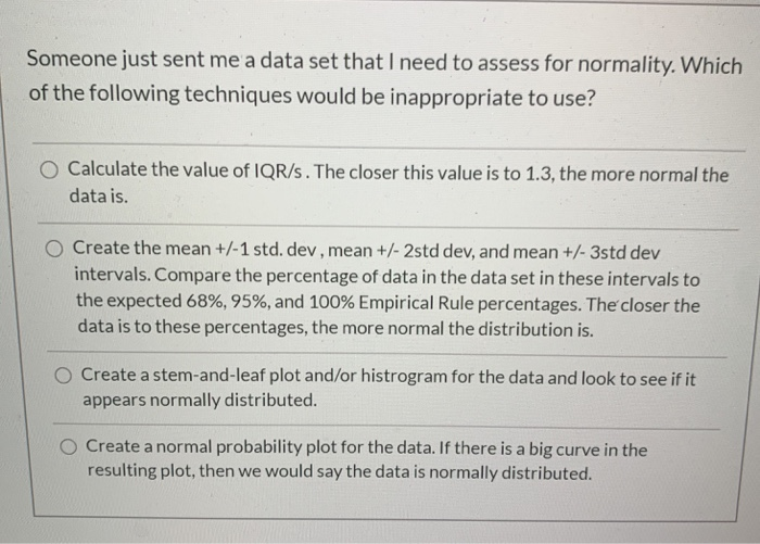 Solved Someone just sent me a data set that I need to assess | Chegg.com