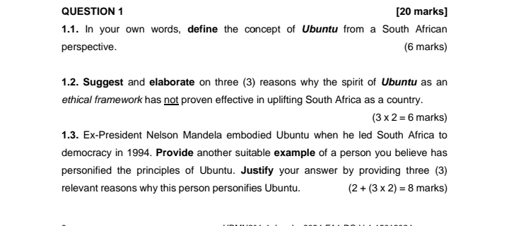 Solved QUESTION 1[20 ﻿marks]1.1. ﻿In your own words, define | Chegg.com