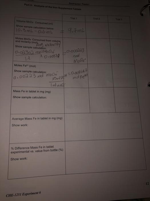 Solved Student Name: Instructor Name DATA (EXP #6) Part 1: | Chegg.com