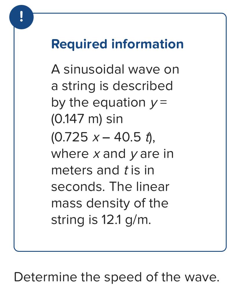 Solved !Required informationA sinusoidal wave on a string is | Chegg.com