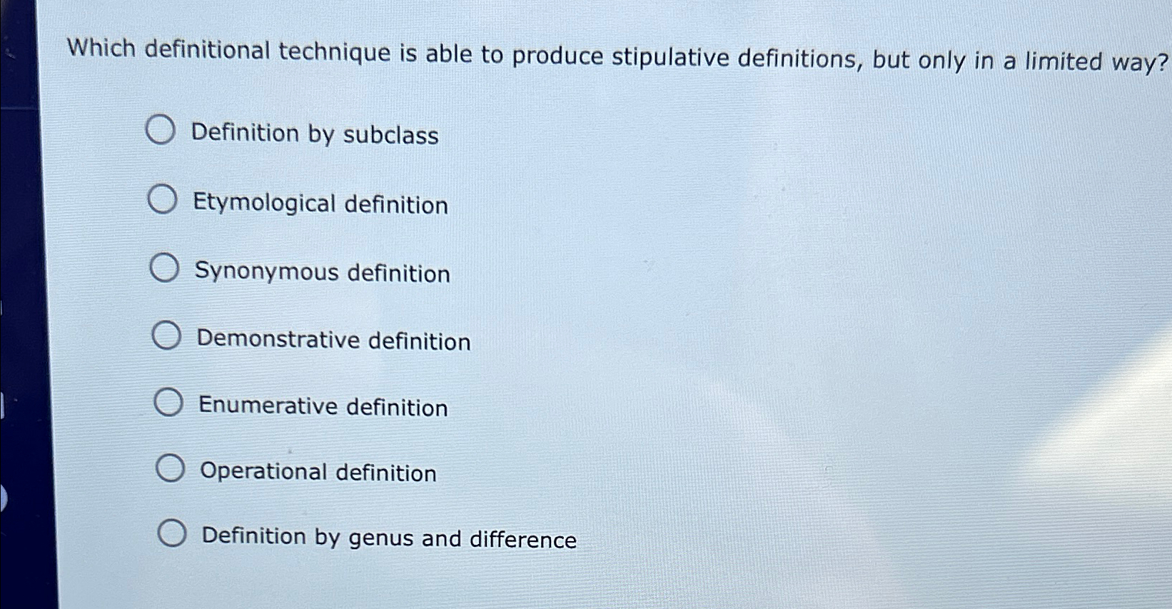 Solved Which definitional technique is able to produce | Chegg.com