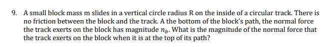 Solved A small block mass m ﻿slides in a vertical circle | Chegg.com