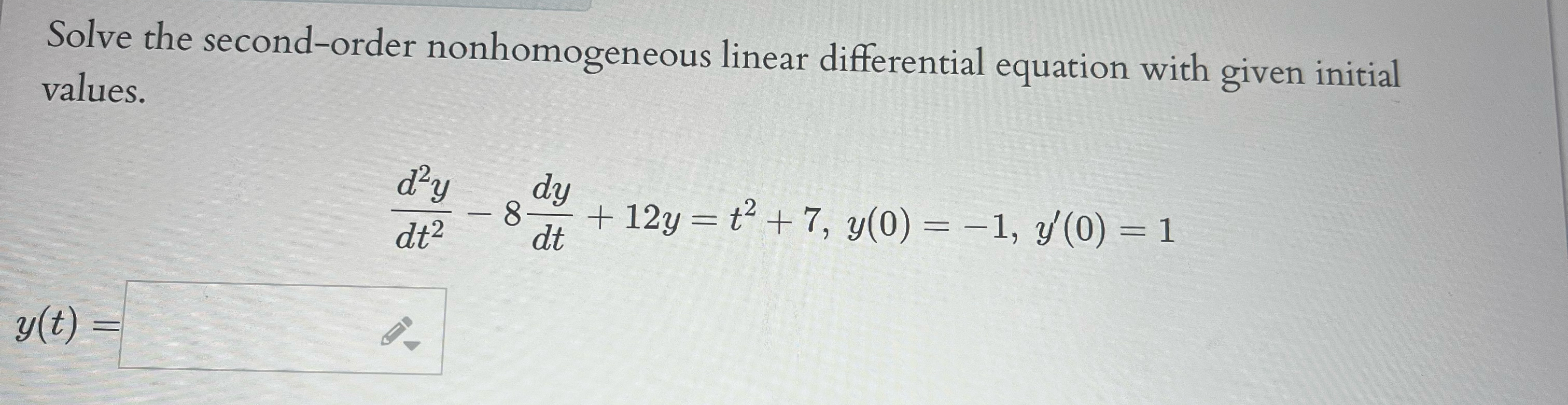 Solved Solve the second-order nonhomogeneous linear | Chegg.com