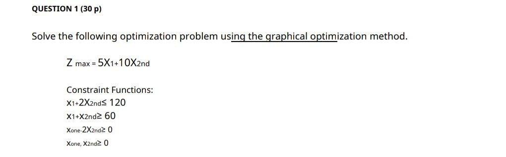 Solved QUESTION 1 (30p) Solve the following optimization | Chegg.com