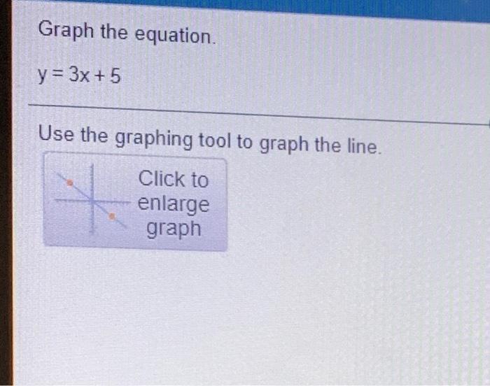 Solved Graph the equation. y= 3x + 5 Use the graphing tool | Chegg.com
