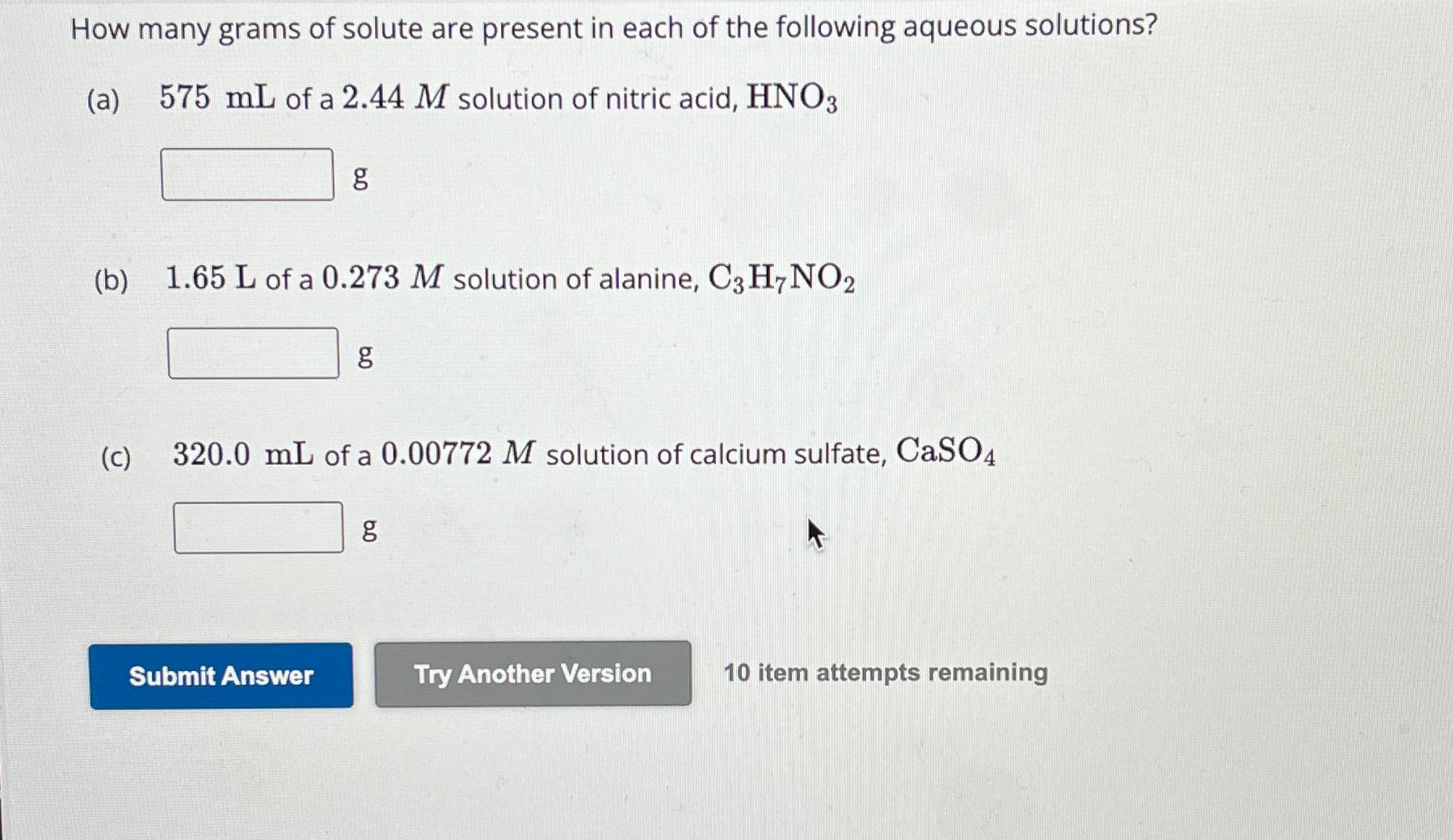 Solved How many grams of solute are present in each of the | Chegg.com