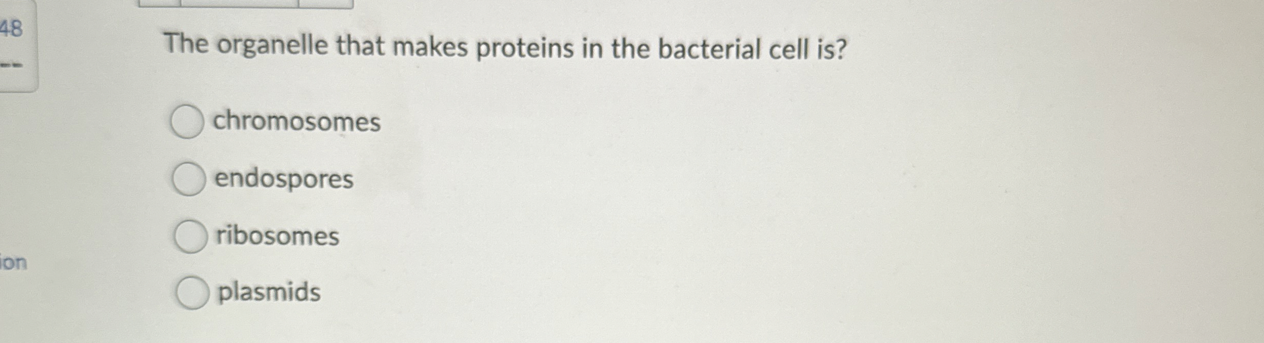 Solved The organelle that makes proteins in the bacterial | Chegg.com