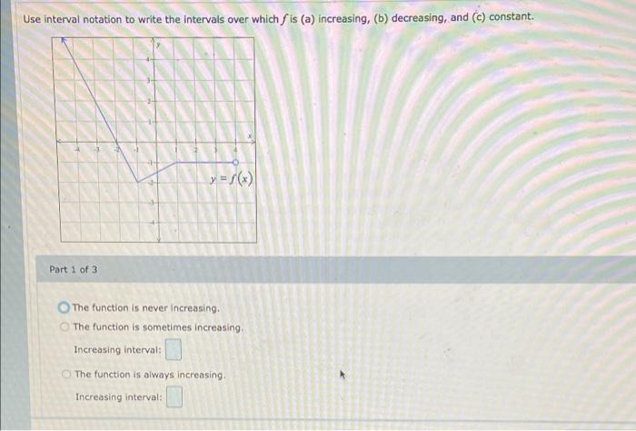 Solved Use interval notation to write the intervals over | Chegg.com
