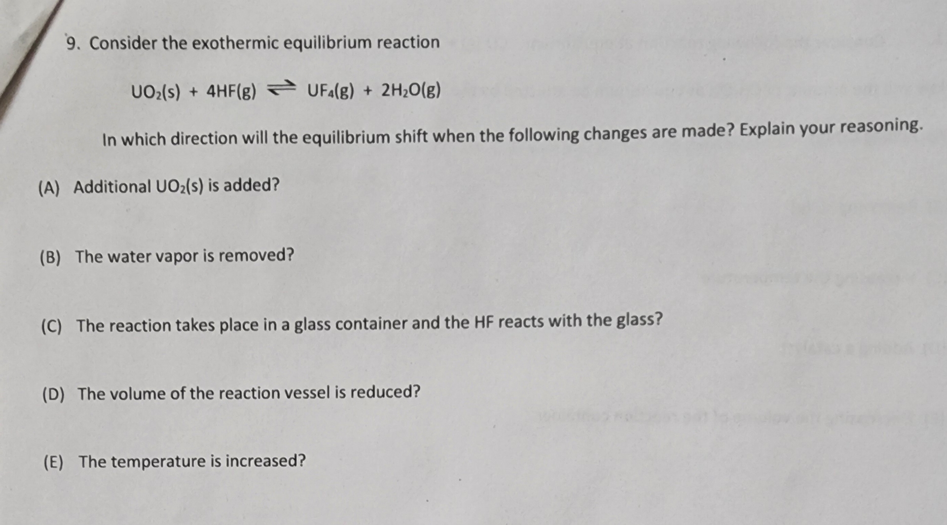 Solved Consider the exothermic equilibrium | Chegg.com