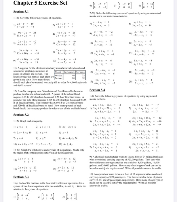 Solved Chapter 5 Exercise Set Section 5.1 7-20) Solve the | Chegg.com
