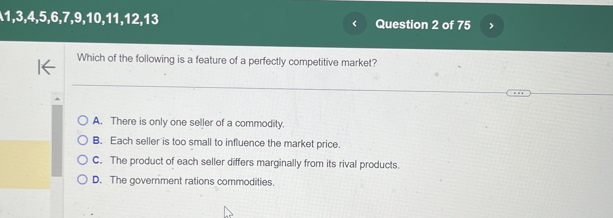 Solved 1,3,4,5,6,7,9,10,11,12,13Question 2 ﻿of 75Which of | Chegg.com