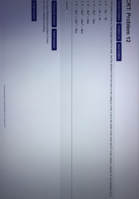 Solved CRT: Problem 12 Previous Problem Problem List Next | Chegg.com