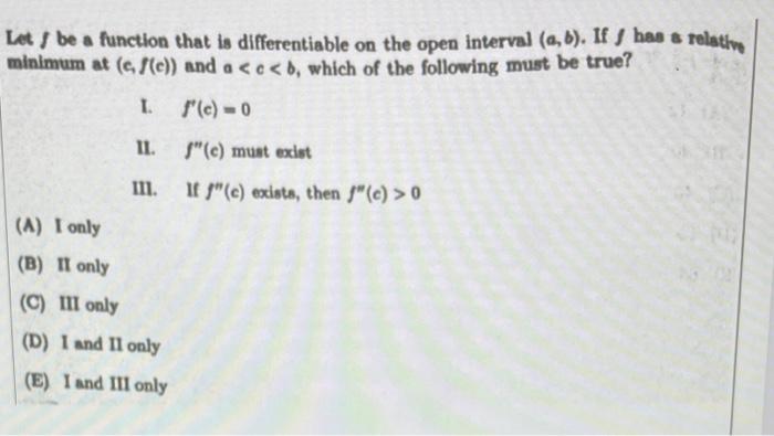 Solved Let f be a function that is differentiable on the | Chegg.com