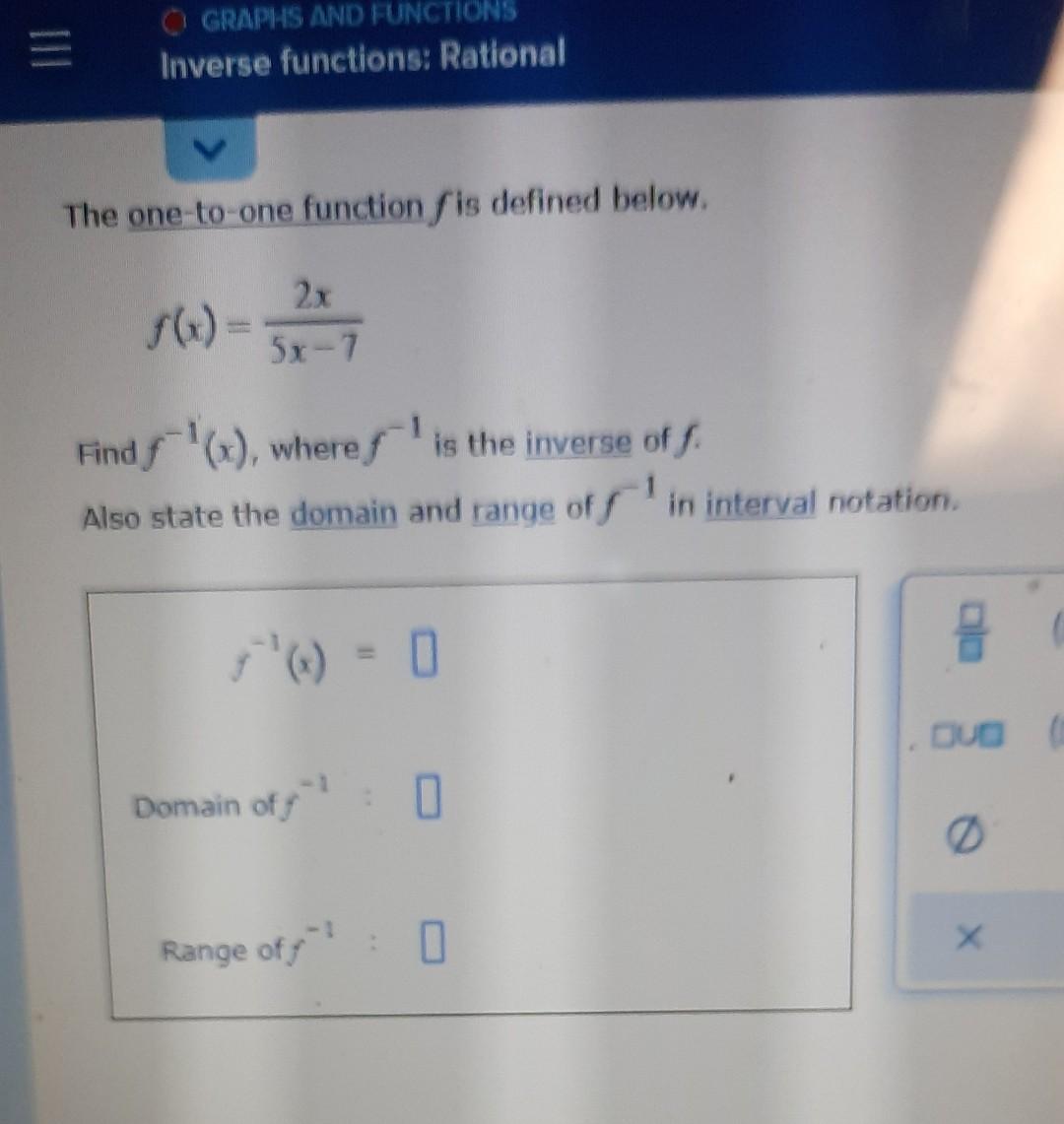 Solved GRAPHS AND FUNCTIONS Inverse functions: Rational The | Chegg.com