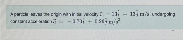 Solved A particle leaves the origin with initial velocity v. | Chegg.com