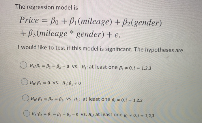 Solved The estimated multiple linear regression equation for | Chegg.com