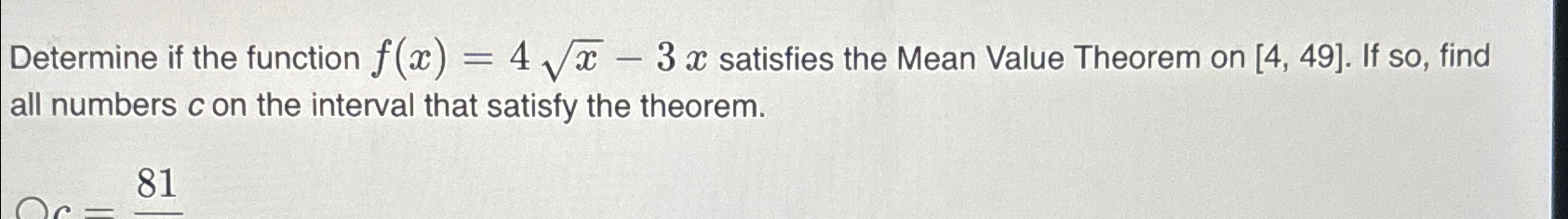 Solved Determine if the function f(x)=4x2-3x ﻿satisfies the | Chegg.com