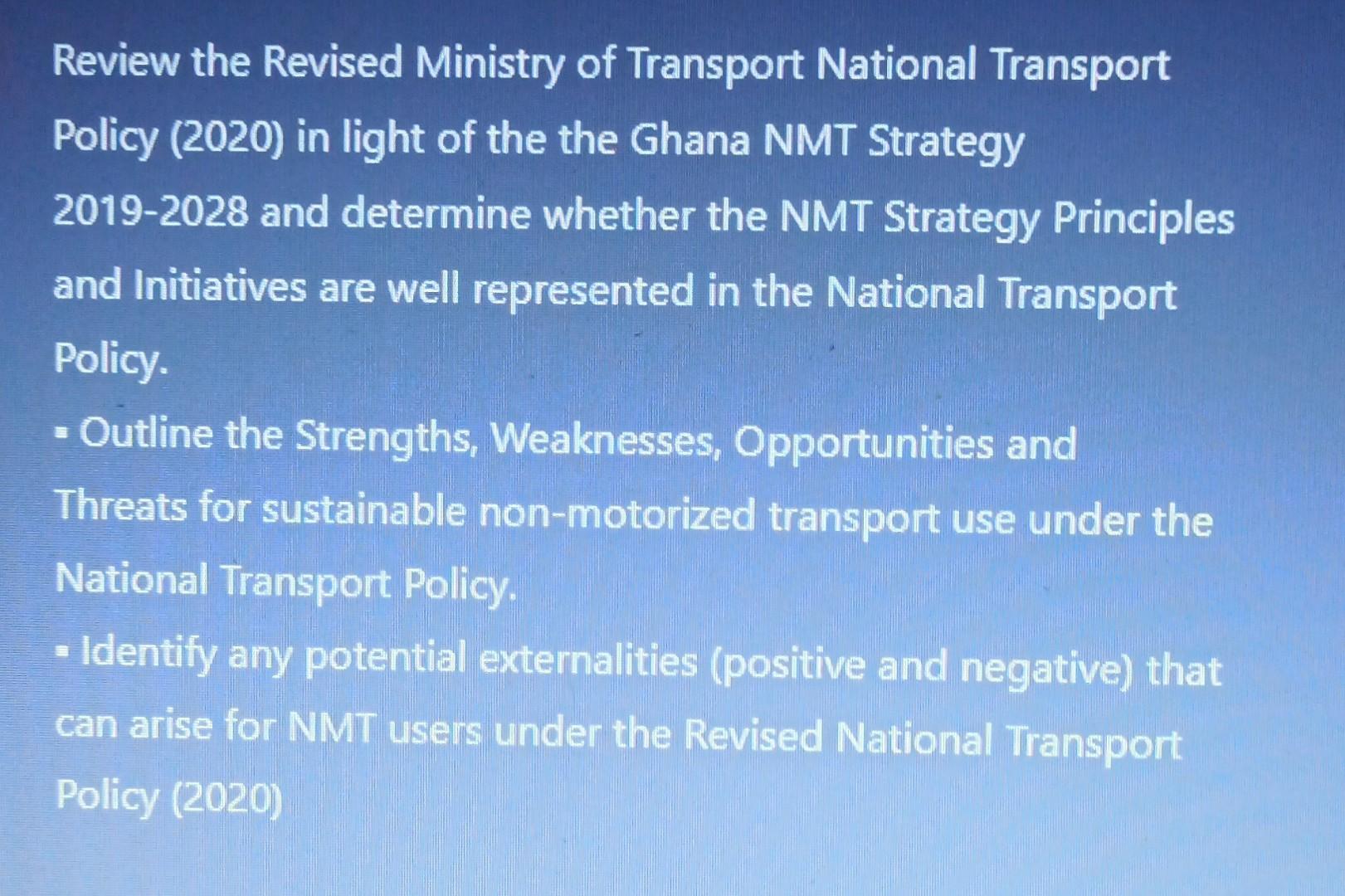 Solved Review the Revised Ministry of Transport National | Chegg.com