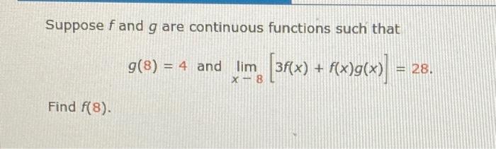 Solved Suppose f and g are continuous functions such that | Chegg.com