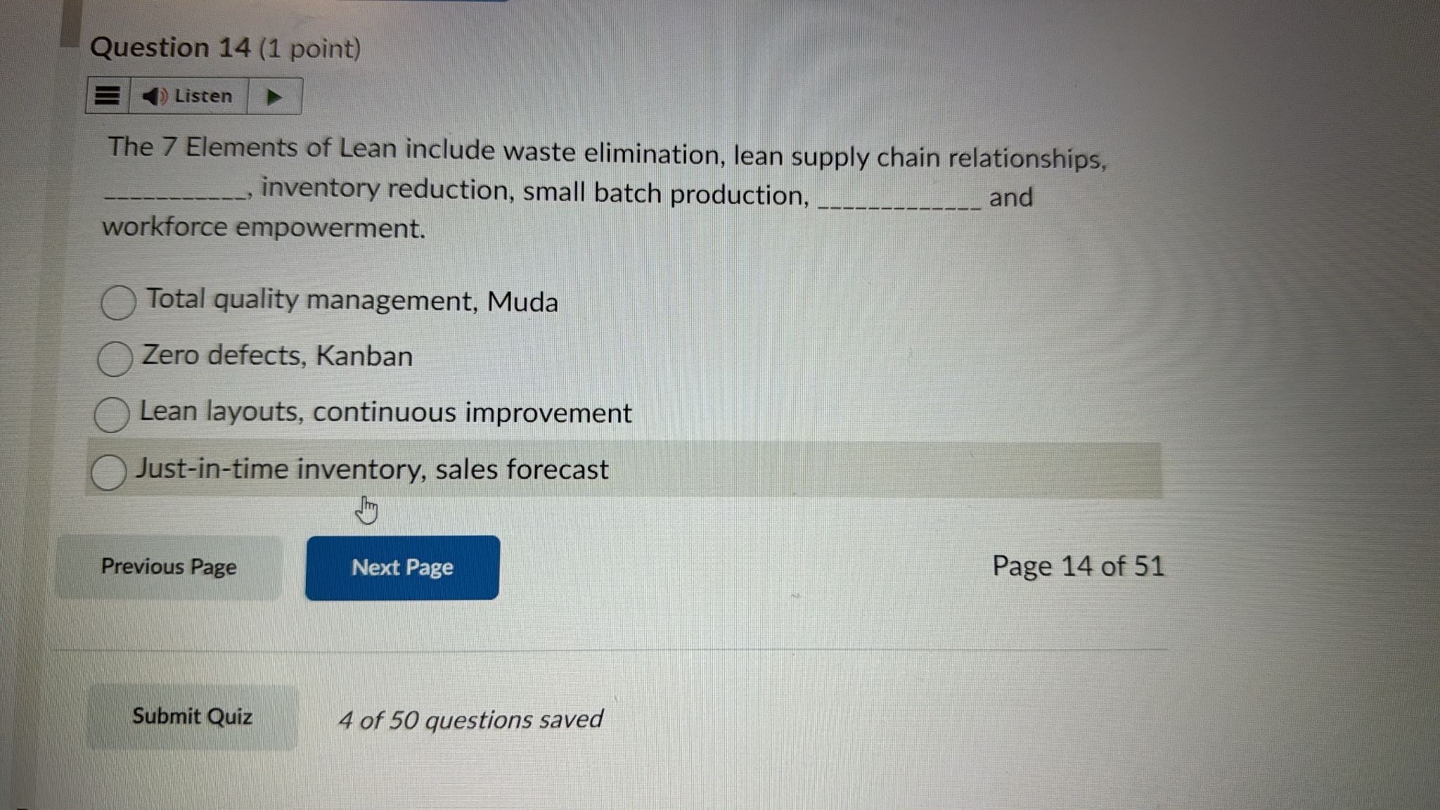 Solved Question 14 (1 ﻿point)The 7 ﻿Elements of Lean include | Chegg.com