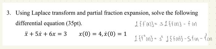 Solved Using Laplace transform and partial fraction | Chegg.com