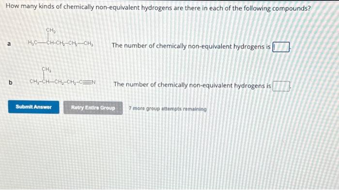 Solved How many kinds of chemically non-equivalent hydrogens | Chegg.com