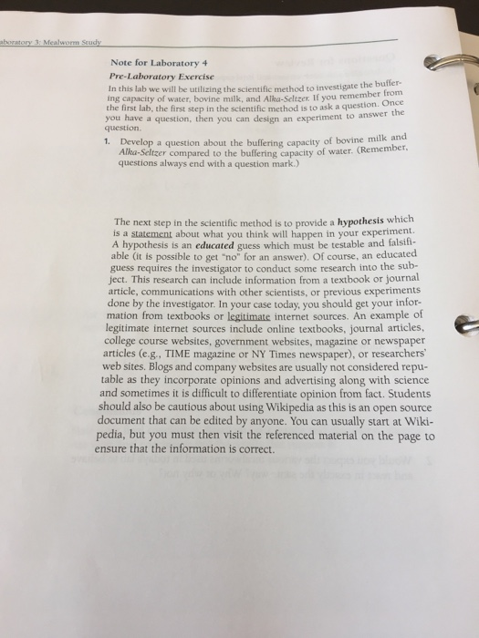 aboratory 3: Mealworm Study Note for Laboratory 4 | Chegg.com